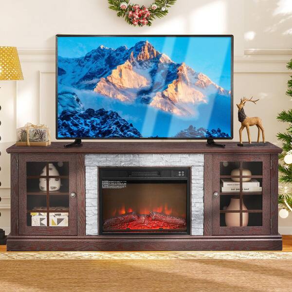 ToolCat 70 in. Freestanding Fireplace TV Stand with 23 in. Electric ...
