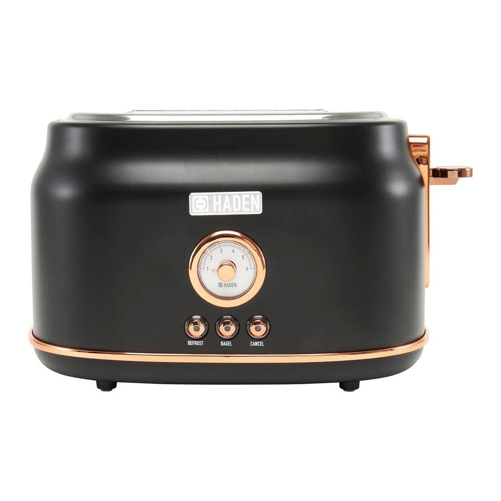 HADEN Dorset 900 W 2-Slice Wide Slot Black and Copper Retro Toaster ...