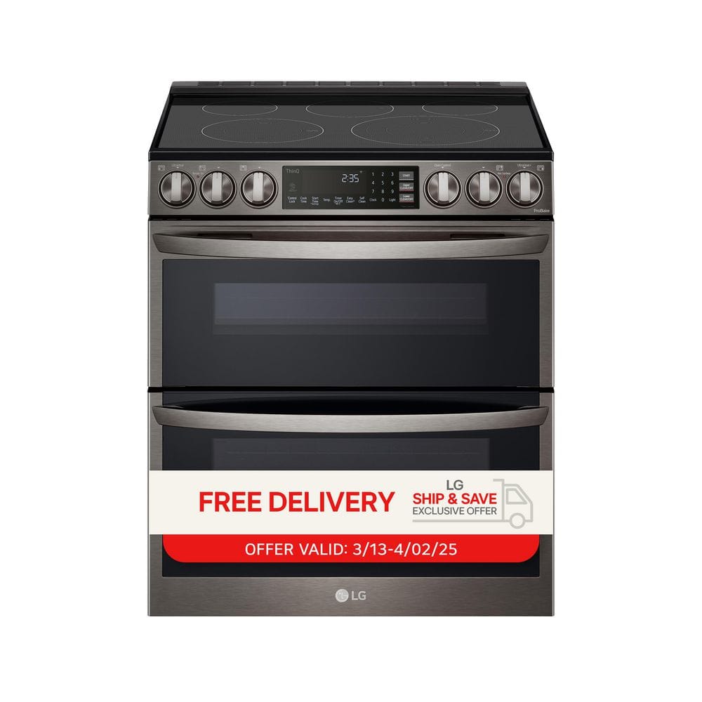 LG 7.3 cu. ft. Smart Double Oven Slide-In Electric Range with ProBake ...
