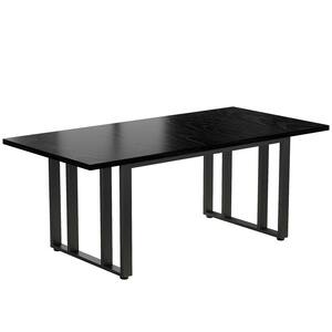 BYBLIGHT Moroni 78.7in. Rectangle Black Wooden Extra Long Computer Desk ...