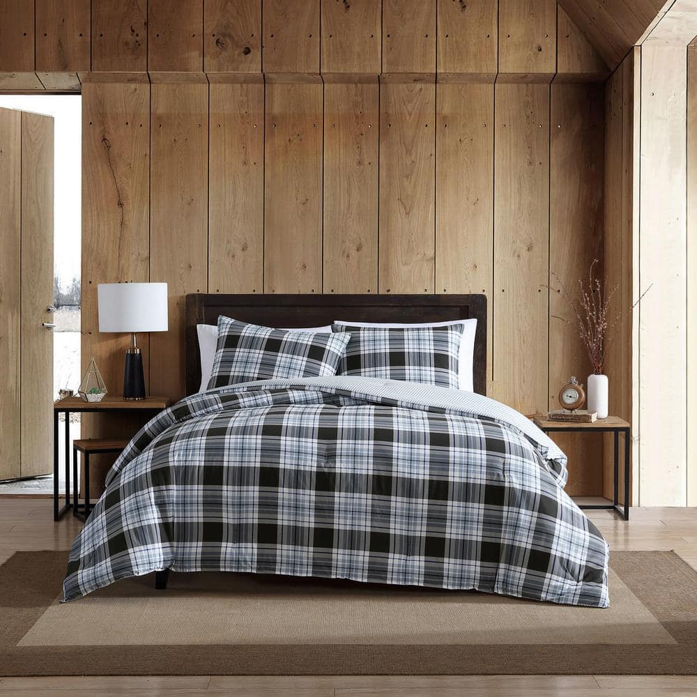Eddie Bauer Lewis 2-Piece Blue Plaid Cotton Twin Comforter Set 221162 ...