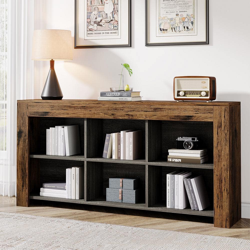 BYBLIGHT Eulas 31.5 in. Tall Brown Engineered Wood 3-Shelf Accent ...