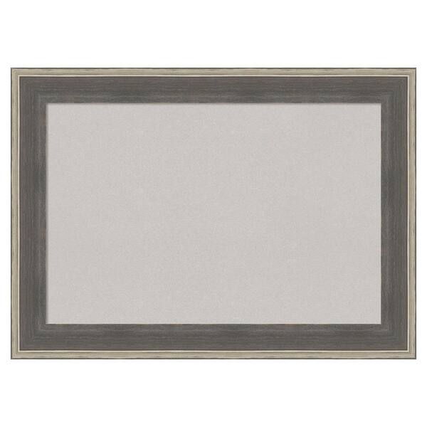 Amanti Art Cottage Grey Silver 29 in. x 21 in., Wood Framed Grey Cork ...