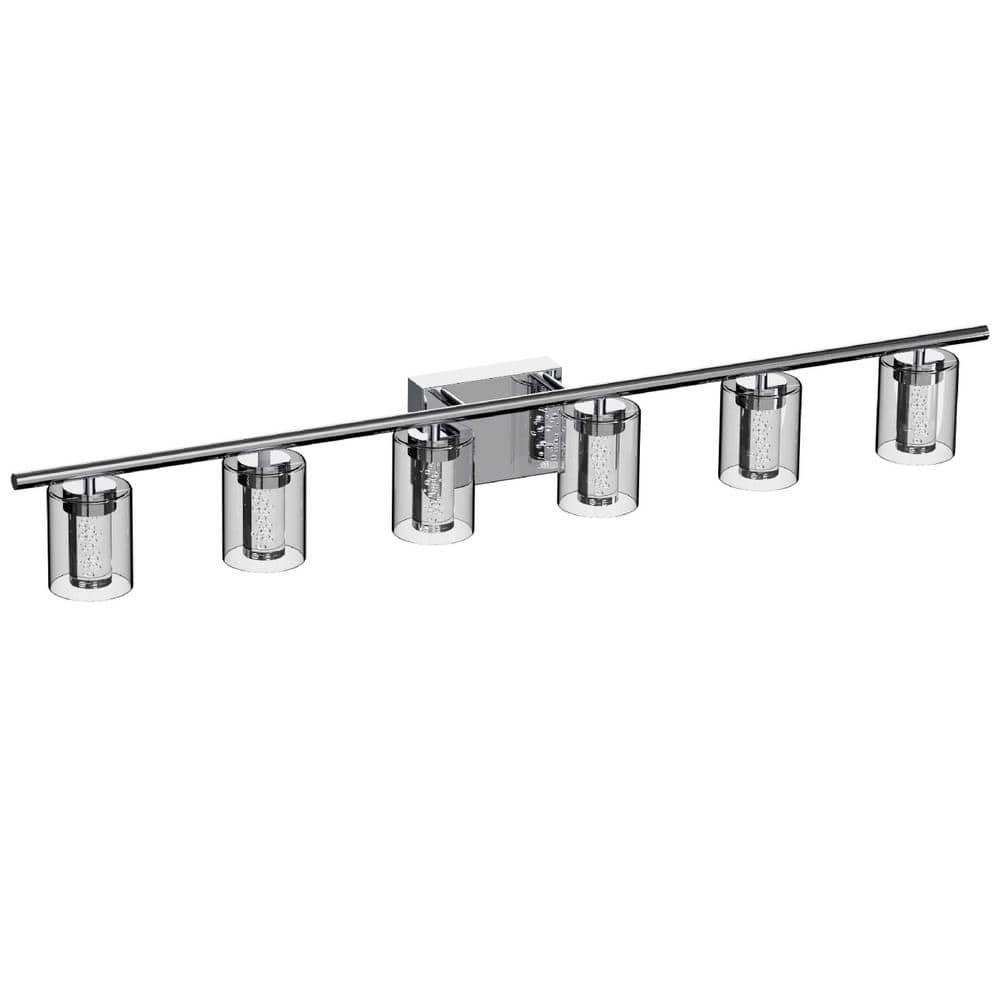 Tivleed TIVLEED 41 in. 5-Light Silver LED Vanity Dimmable Lamp with ...