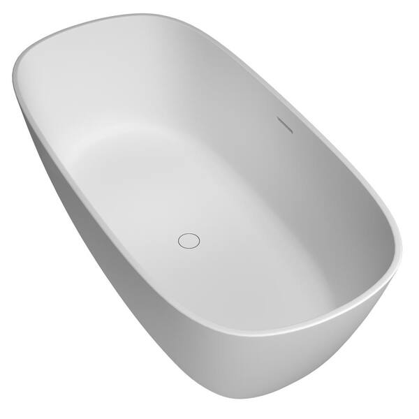 NTQ 67 in. x 33 in. Solid Surface Soaking Bathtub with Center Drain ...