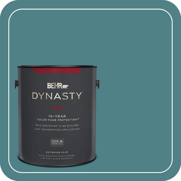 BEHR DYNASTY 1 gal. #ICC-75 Tapestry Teal Flat Exterior Stain-Blocking ...