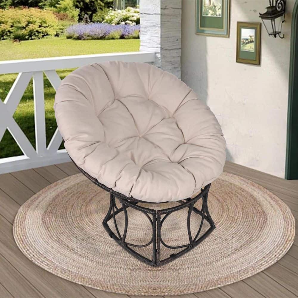 TWT 360 Degree Rattan Wicker Metal Frame Outdoor Rocking Chair ，Indoor ...