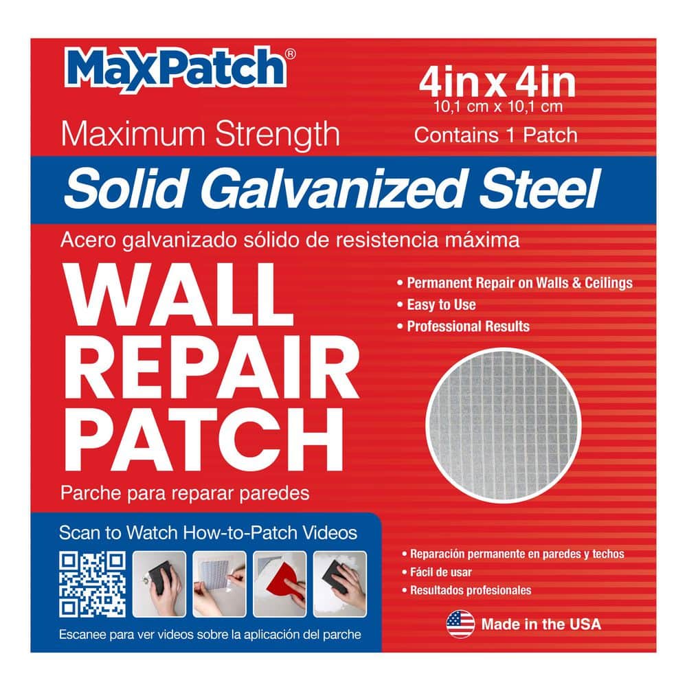 MaxPatch MaxPatch 4 in. x 4 in. Solid Metal Self-Adhesive Wall Repair ...