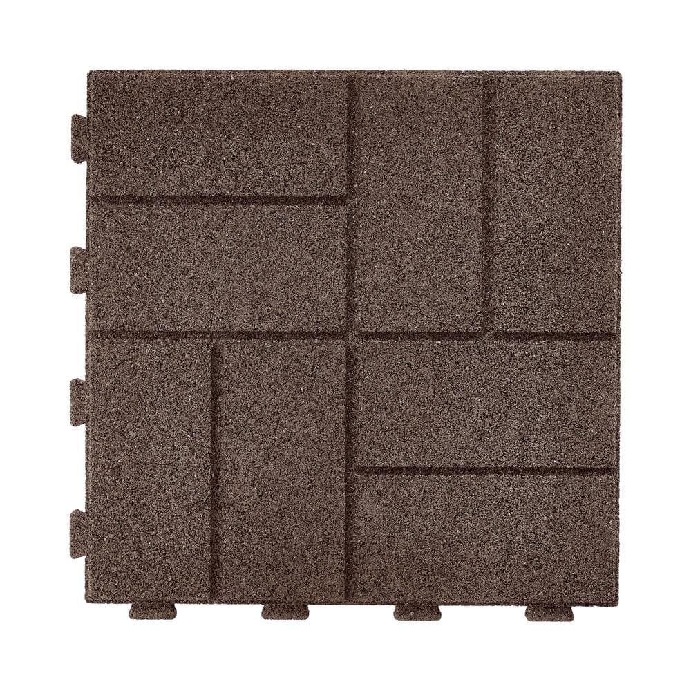 Vigoro 16 in. x 16 in. x 5/8 in. Brown SmartLoc Rubber Paver (75-Pack ...