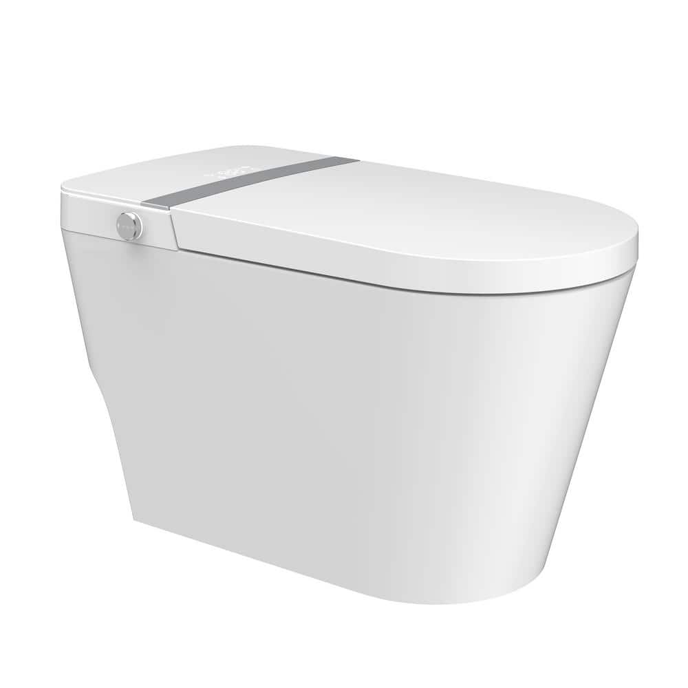 Boosicavelly Elongated Smart Bidet Toilet 1.28 GPF in White with Auto ...