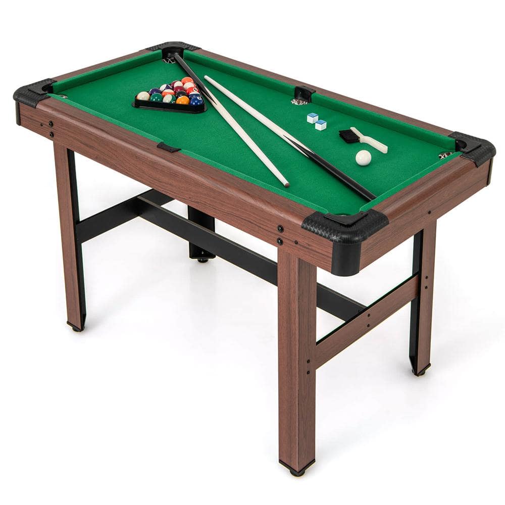 Costway 48 in. Pool Table for Kids and Adults with Full Set of Balls 2 ...