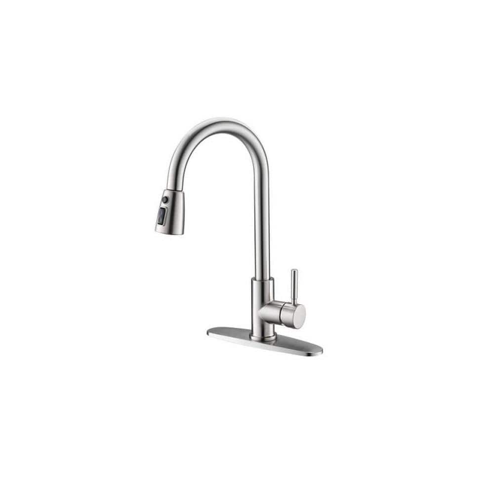 Lukvuzo Single Handle Lead-free Pull Down Sprayer Kitchen Faucet with ...