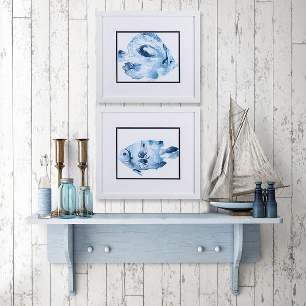 Paragon Blue Ocean Fish by Vess 2 Piece Framed Canvas Transfer Coastal ...