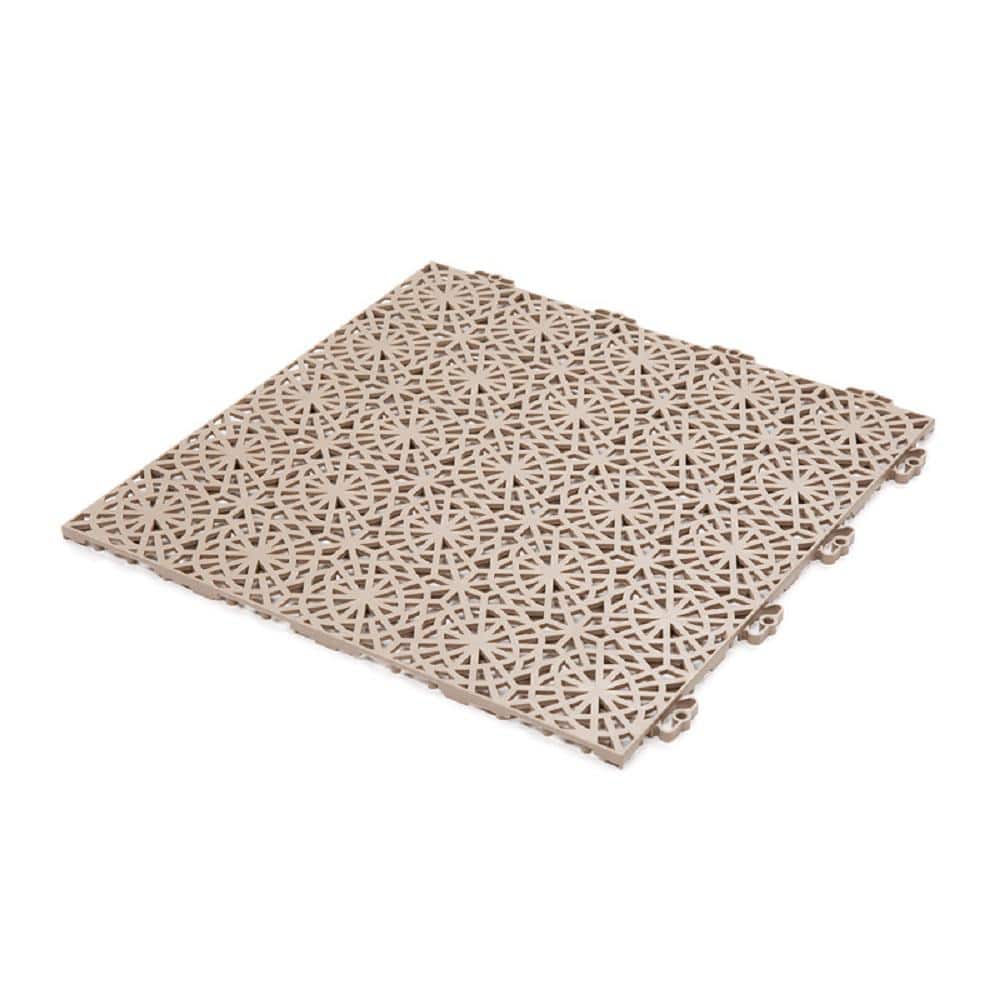 Bergo XL Tiles 1.24 ft. x 1.24 ft. PVC Deck Tiles in Cedar Wood, 14 ...