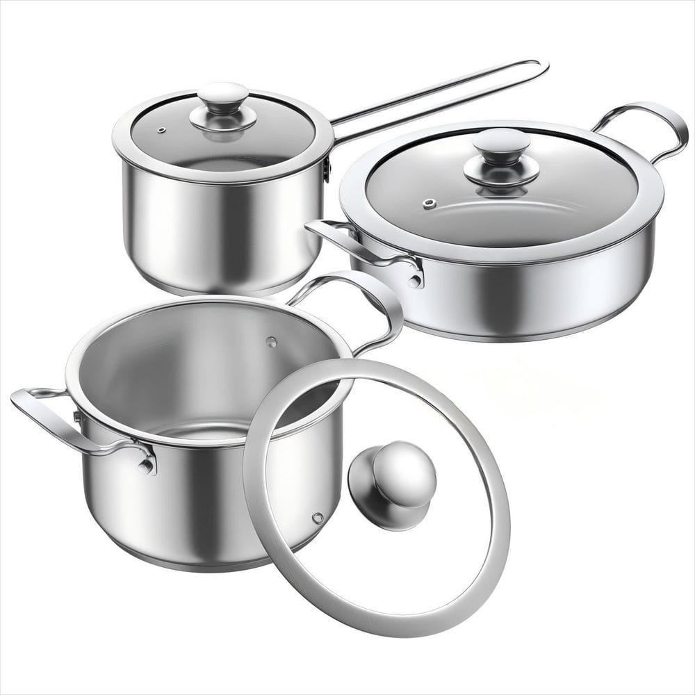 Wudkey 6-Piece Stainless Steel Pots and Pans Set, Soup Pot Sets ...