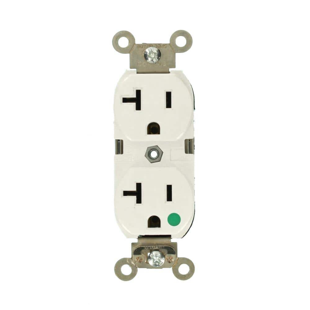 Leviton 20 Amp 125 V Hospital Grade Duplex Outlet/Receptacle, White (1 ...
