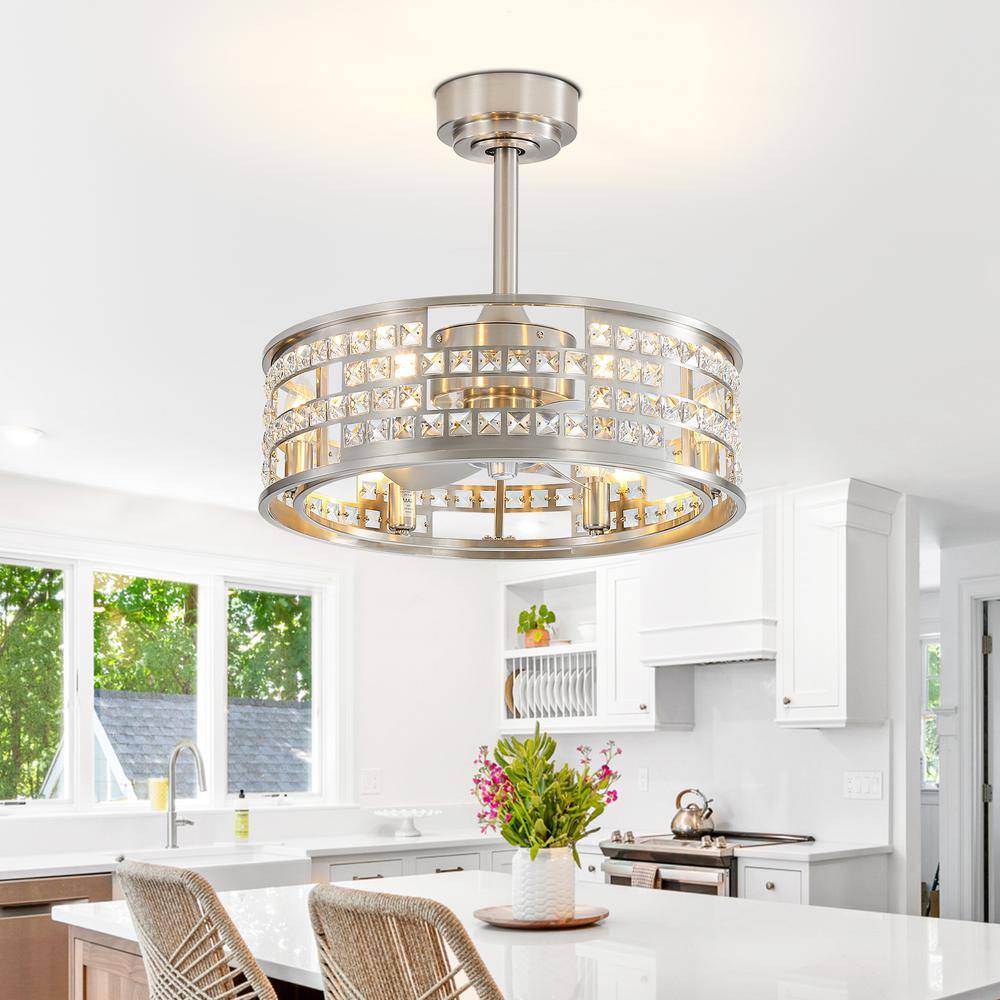 Sky Hog Grover 20 in. Indoor Satin Nickel Cage Ceiling Fan with Crystal ...