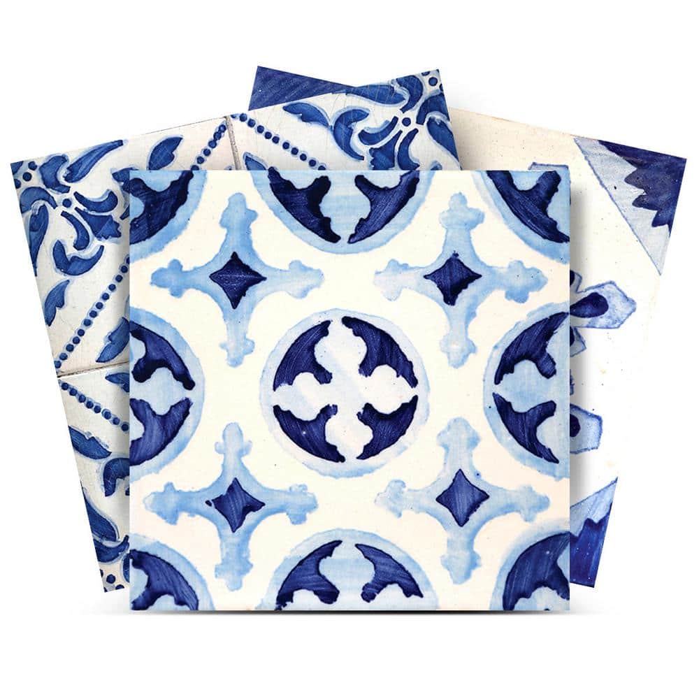 MI ALMA Blue, White V16 7 in. x 7 in. Vinyl Peel and Stick Tile (24 ...