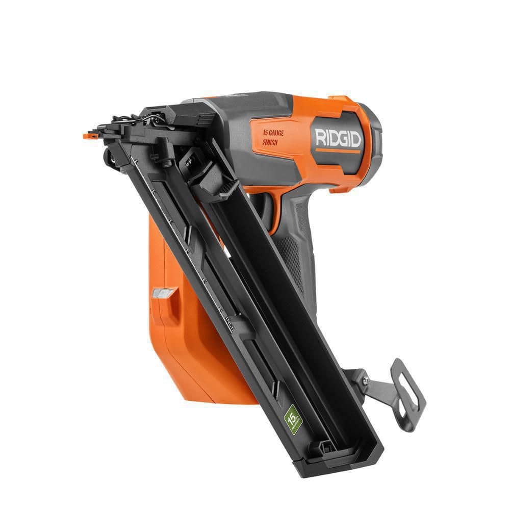 RIDGID 18V Brushless Cordless 15-Gauge Angled Finish Nailer with 2AH ...