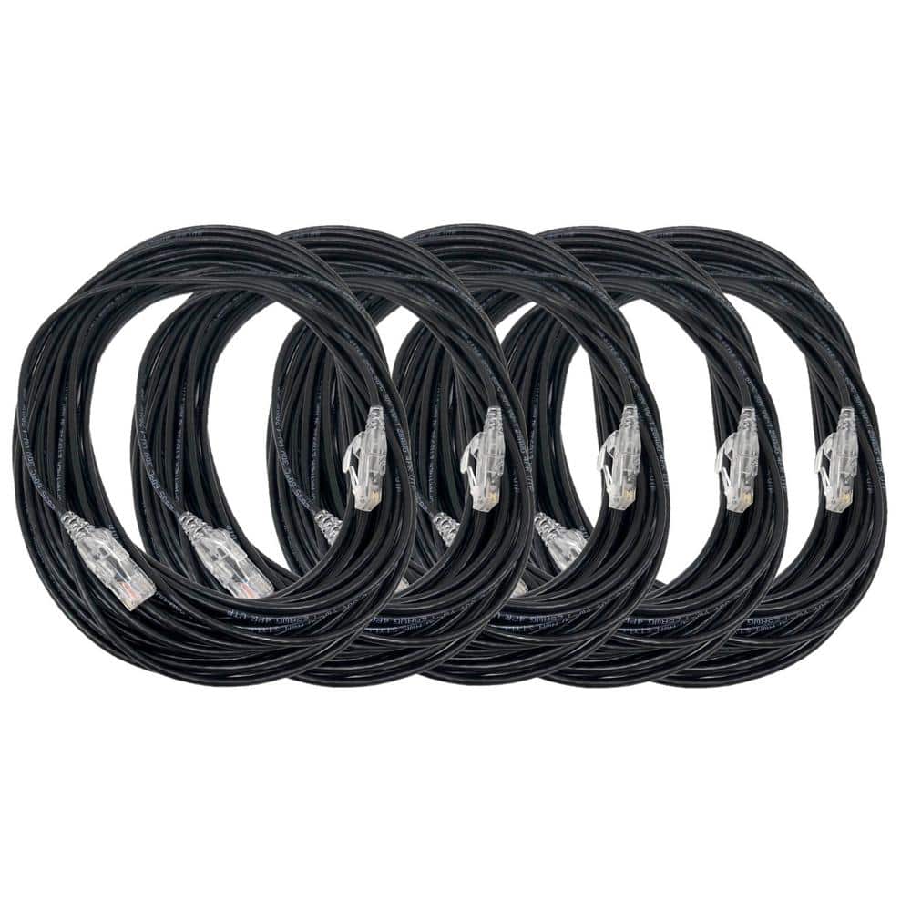Micro Connectors, Inc 50 ft. 28AWG Ultra Slim CAT6 Patch Cables, Black ...