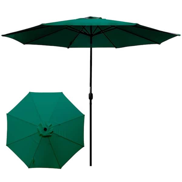 Amucolo 11 ft. Market Patio Umbrella in Dark Green with Push Button ...