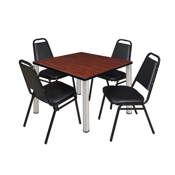 Regency Kee 36 in Cherry Top Square Breakroom Table Desk, Chrome Legs ...