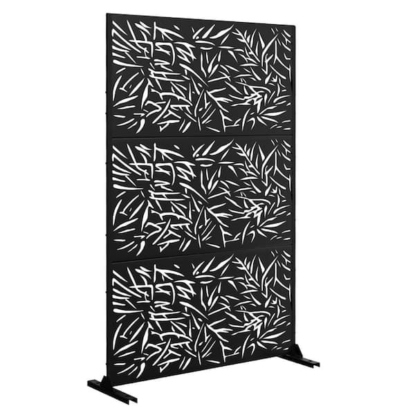 TUYOHW 47 in. W x 72 in. H Black Metal Privacy Screen-Outdoor Privacy ...