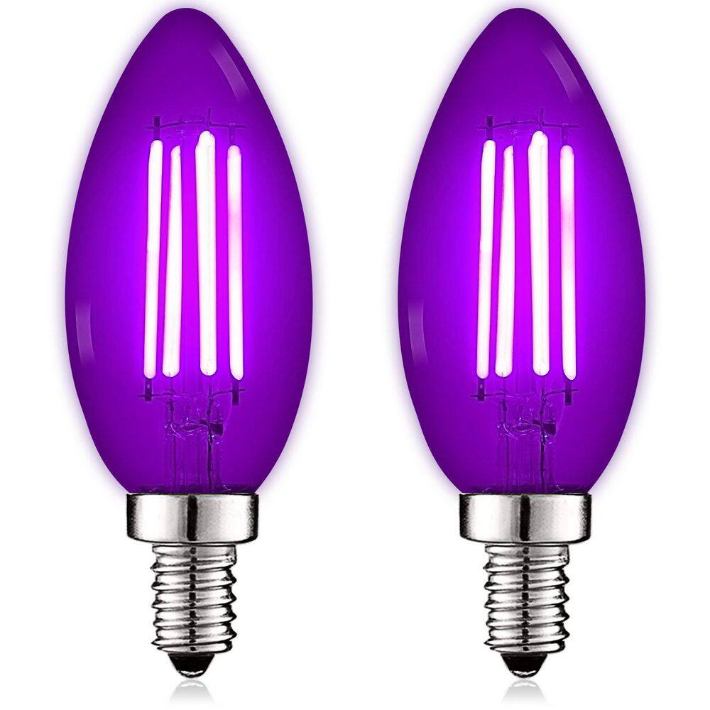 LUXRITE 40-Watt Equivalent LED Purple Light Bulbs, 4.5-Watt, Colored ...