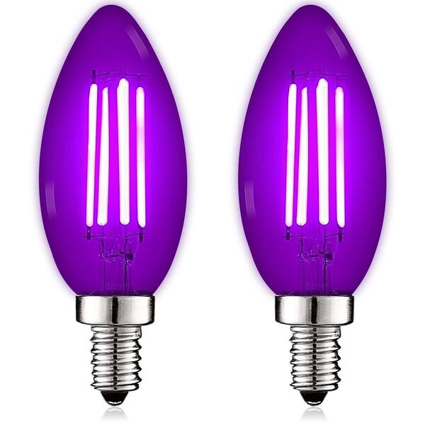 LUXRITE 40-Watt Equivalent LED Purple Light Bulbs, 4.5-Watt, Colored ...