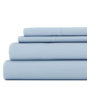 Becky Cameron 4-Piece Light Blue Solid Microfiber Full Sheet Set IEH ...