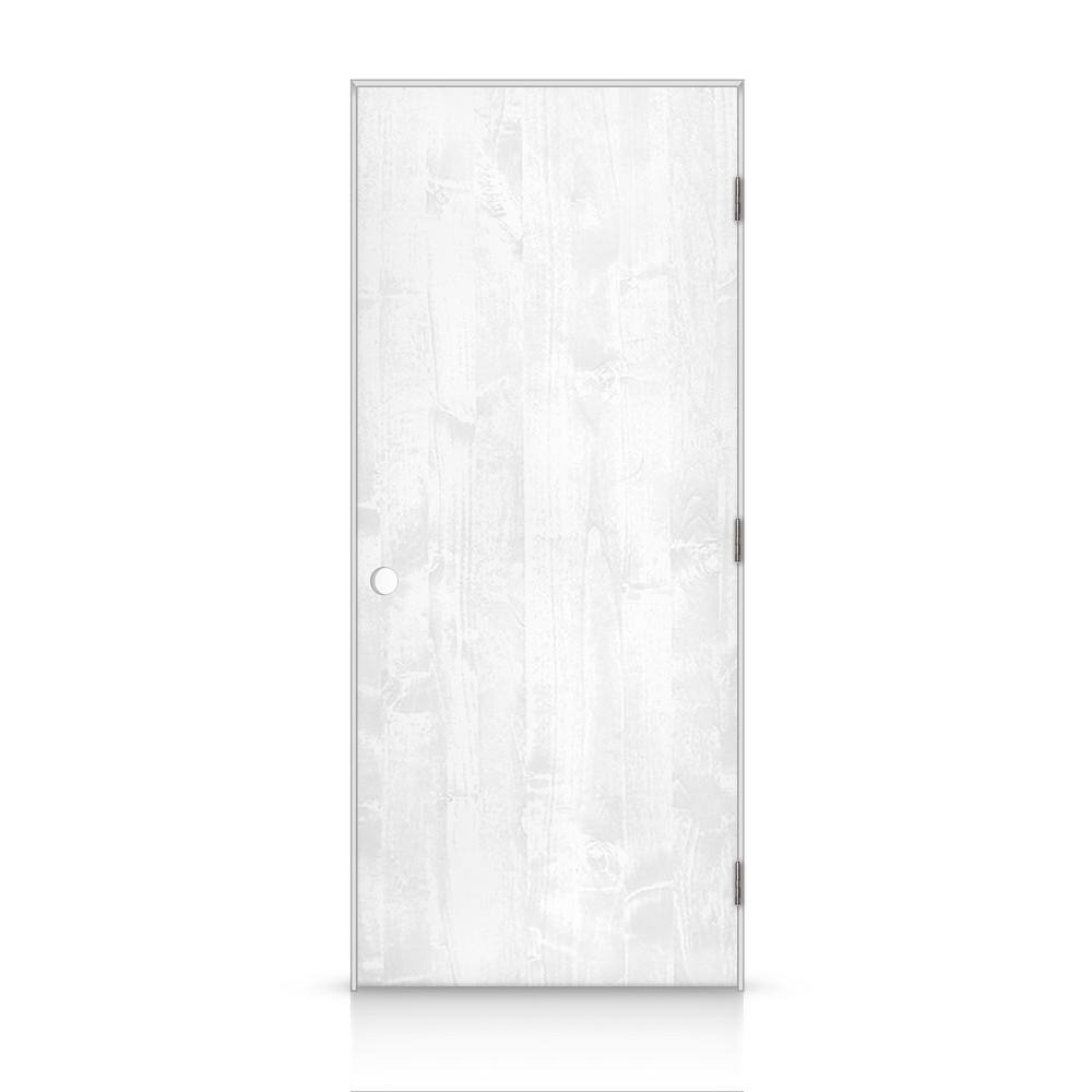 CALHOME 24 in. x 96 in. Flush Left-Handed Hollow-Core White Stained ...