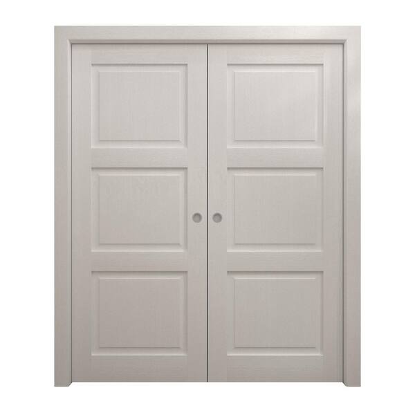 Sartodoors 36 in. x 80 in. Painted White Oak Solid Wood Double Pocket ...