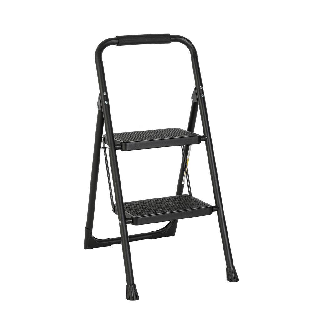 maocao hoom 2-Step Black Iron Ladder Foldable Non-slip Outdoor Ladder ...