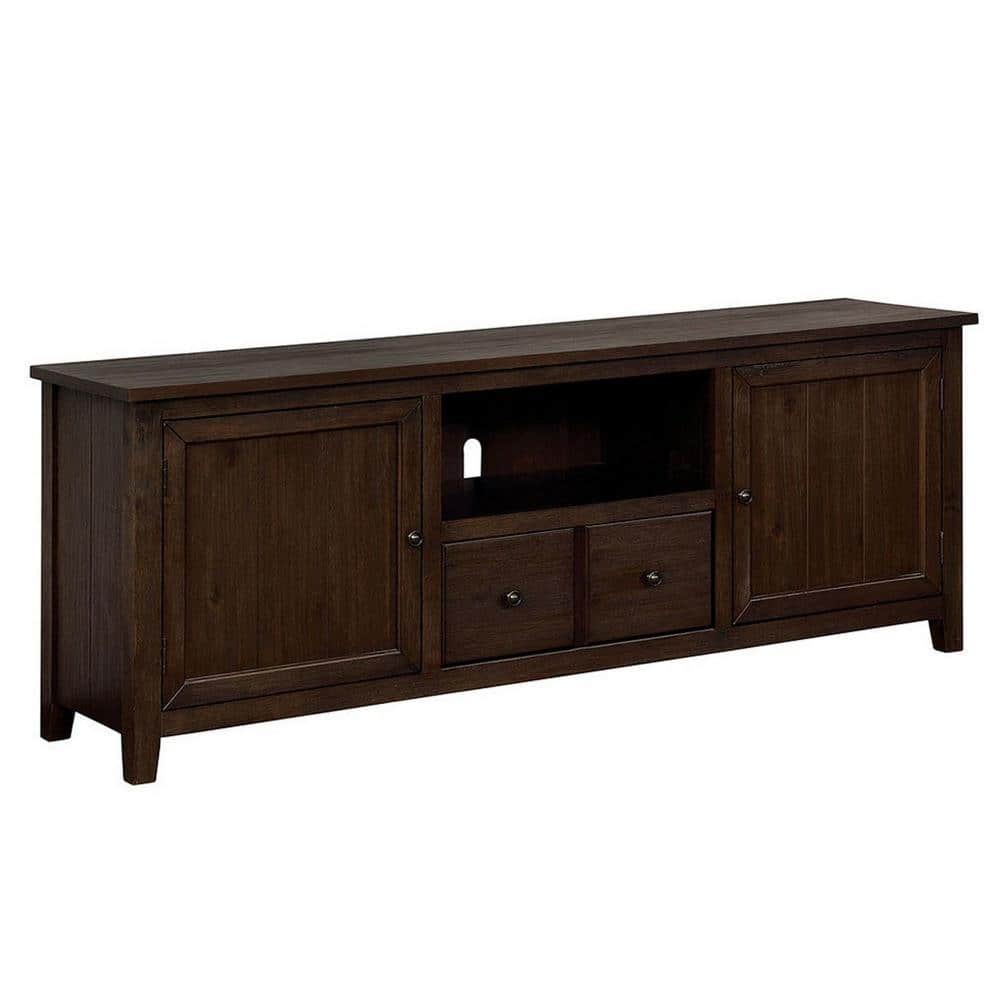 Benjara 72 in. Brown Wood TV Stand Fits TVs up to 58" in. with 2 ...