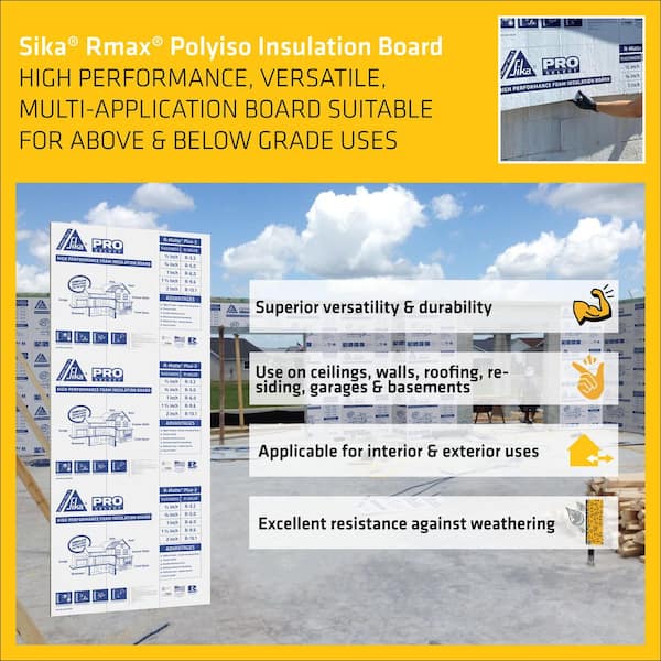 RMAX Pro Select R-Matte Plus-3, 1 in. x 48 in. x 8 ft. R-6.0 ISO Rigid Foam Board Insulation ...