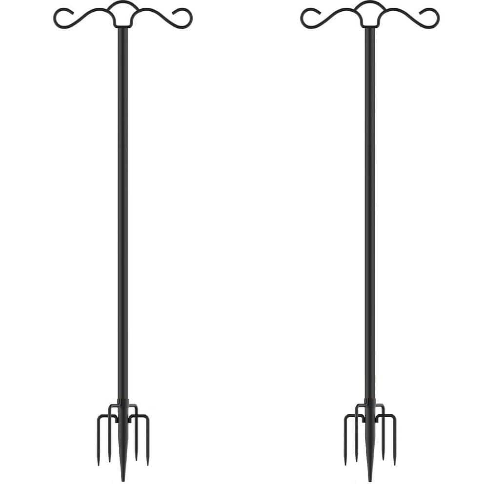 SANDTON GEWN LLC 90 in. Double Shepherds Hook for Outdoor with 5-Prong ...