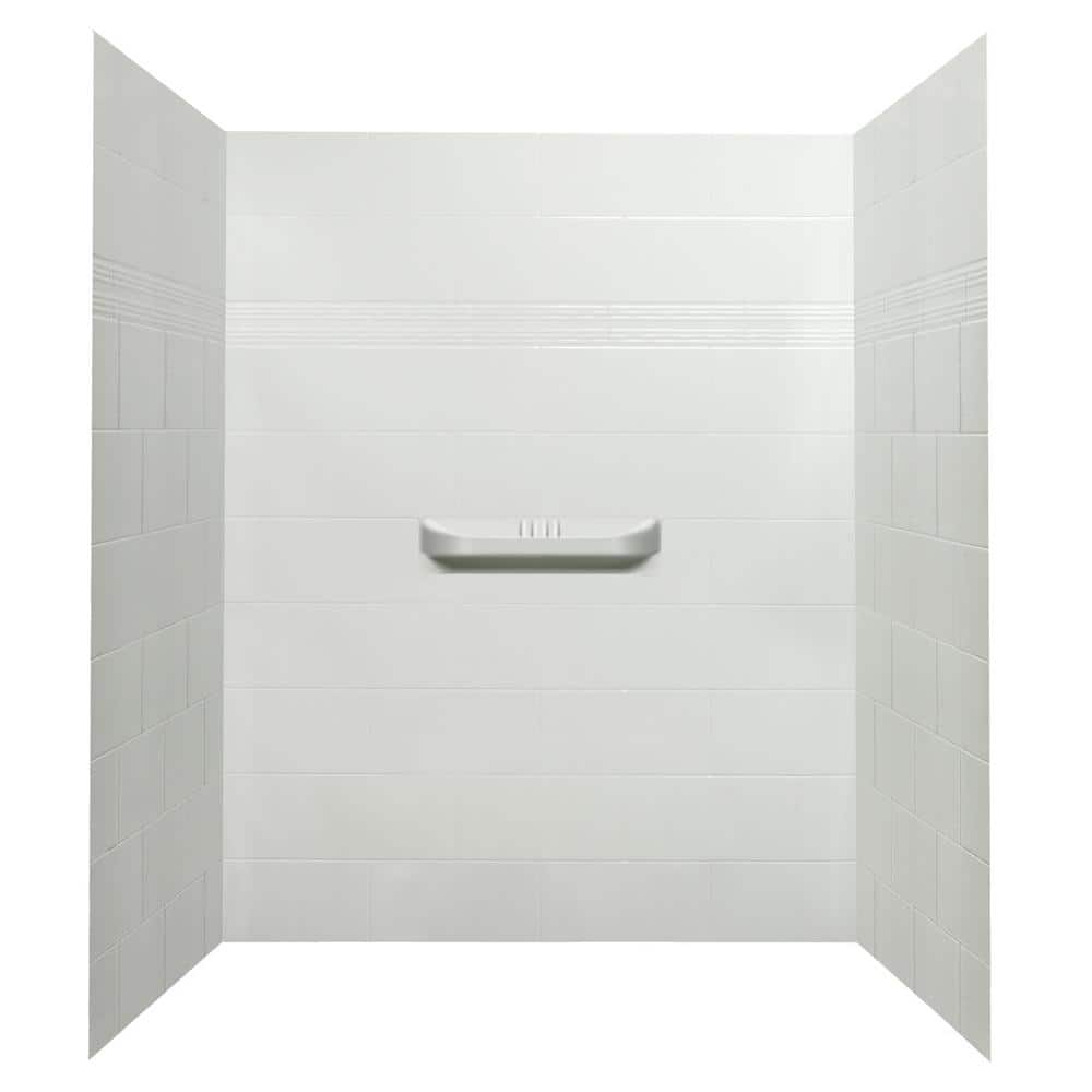 A&E Sabo 36 in. x 60 in. x 75 in. 3-Piece Acrylic Glue-Up Alcove Shower ...