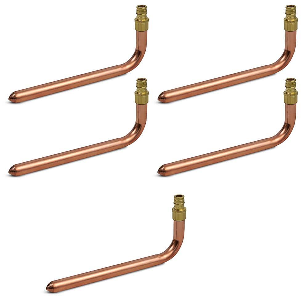 PLUMBFLEX 1/2 in. x 3-1/2 in. x 8 in. Pex A Expansion Pex Copper Stub Out Elbow (Pack of 5) 34M0 ...