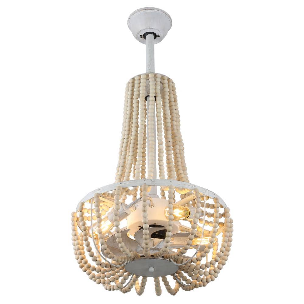 Oaks Aura Brooks 20in.Indoor 4-Light White Farmhouse Boho Ceiling Fan ...