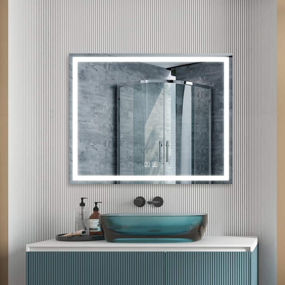 HOMLUX 40 in. W x 32 in. H Rectangular Frameless LED Light with 3 Color ...
