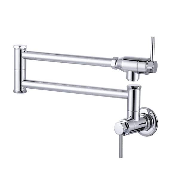 ARCORA Wall Mount Pot Filler Kitchen Folding Faucet Double-Handle with ...