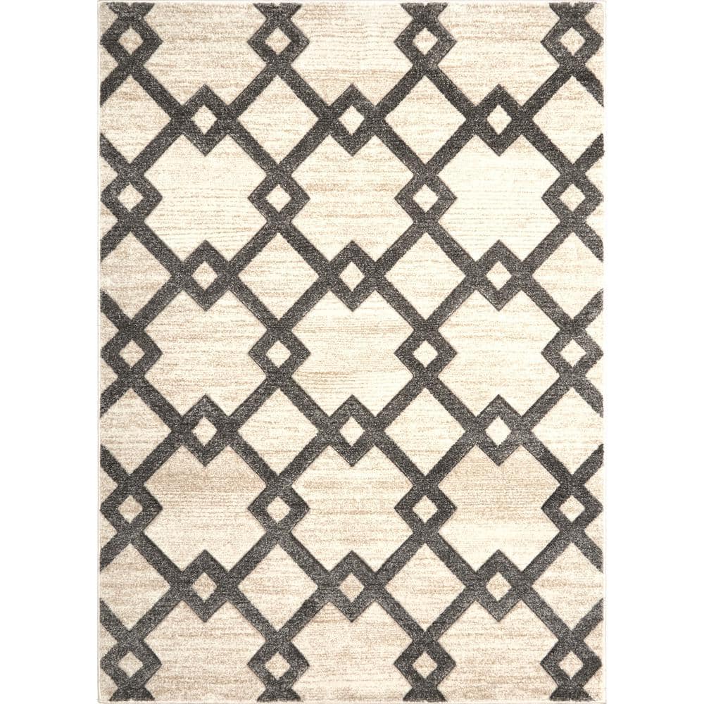 PRIVATE BRAND UNBRANDED Bazaar Diamond Beige/Gray 5 ft. x 7 ft ...