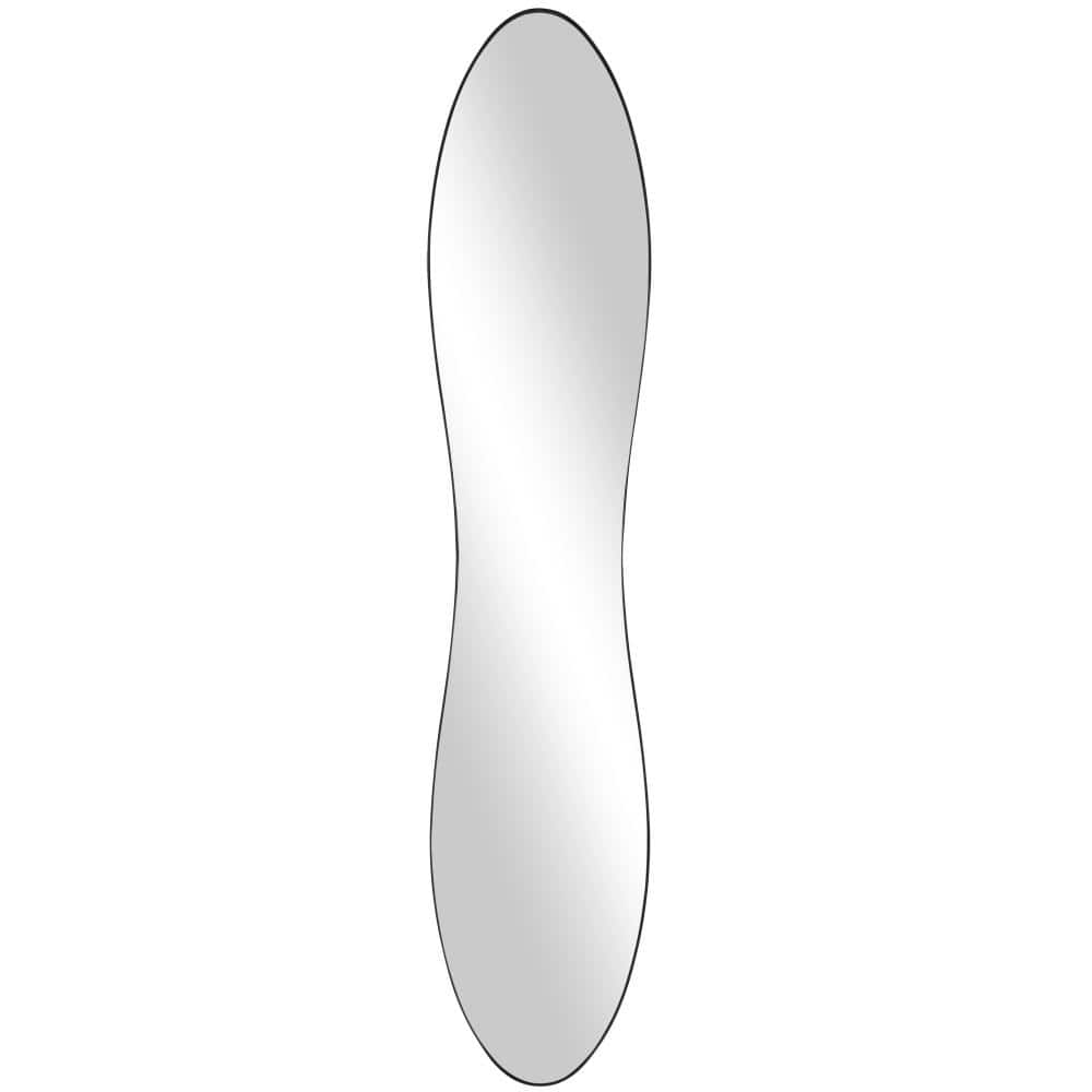 Litton Lane 45 in. x 9 in. Wavy Oval Framed Black Wall Mirror 047705 ...