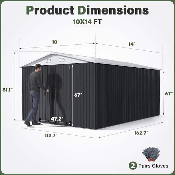 AirWire 10 ft. W x 14 ft. D Outdoor Storage Metal Shed with Updated ...