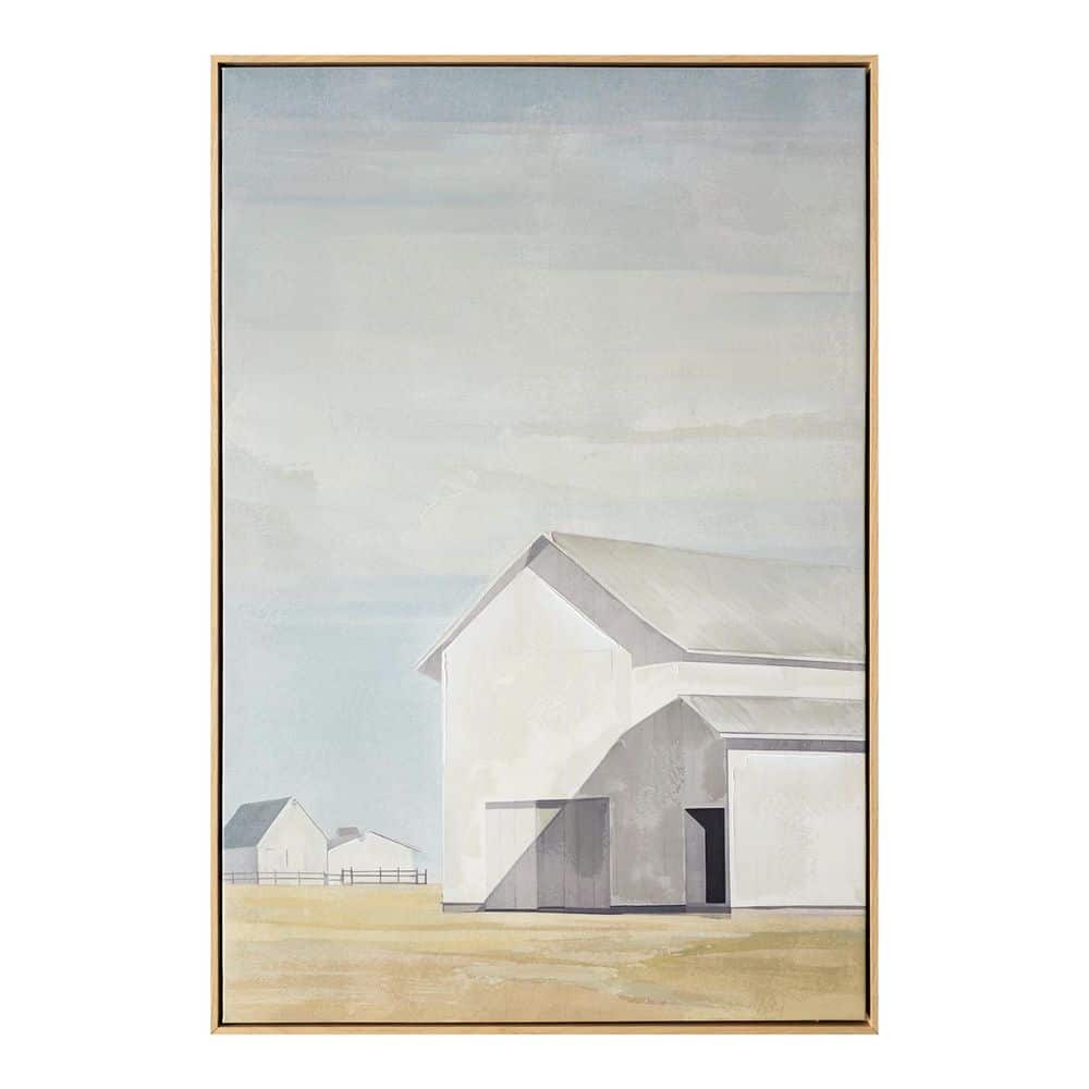 NADAAL STUDIOS Nolan Framed Art Print, Minimalist Barn Landscape with Solid Wood Frame 36 in. x ...