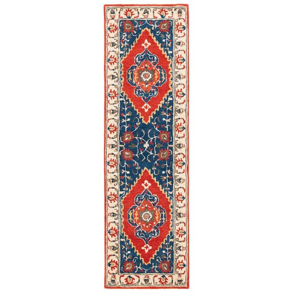 SAFAVIEH Antiquity 2 ft. x 8 ft. Rust/Ivory Traditional Border Runner ...