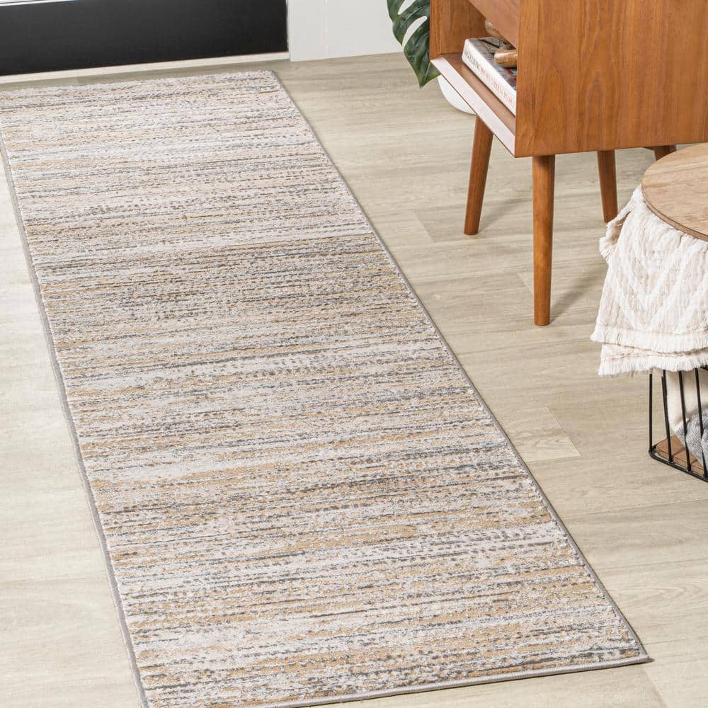 JONATHAN Y Loom Modern Strie' Beige/Gray 2 ft. x 8 ft. Runner Rug ...