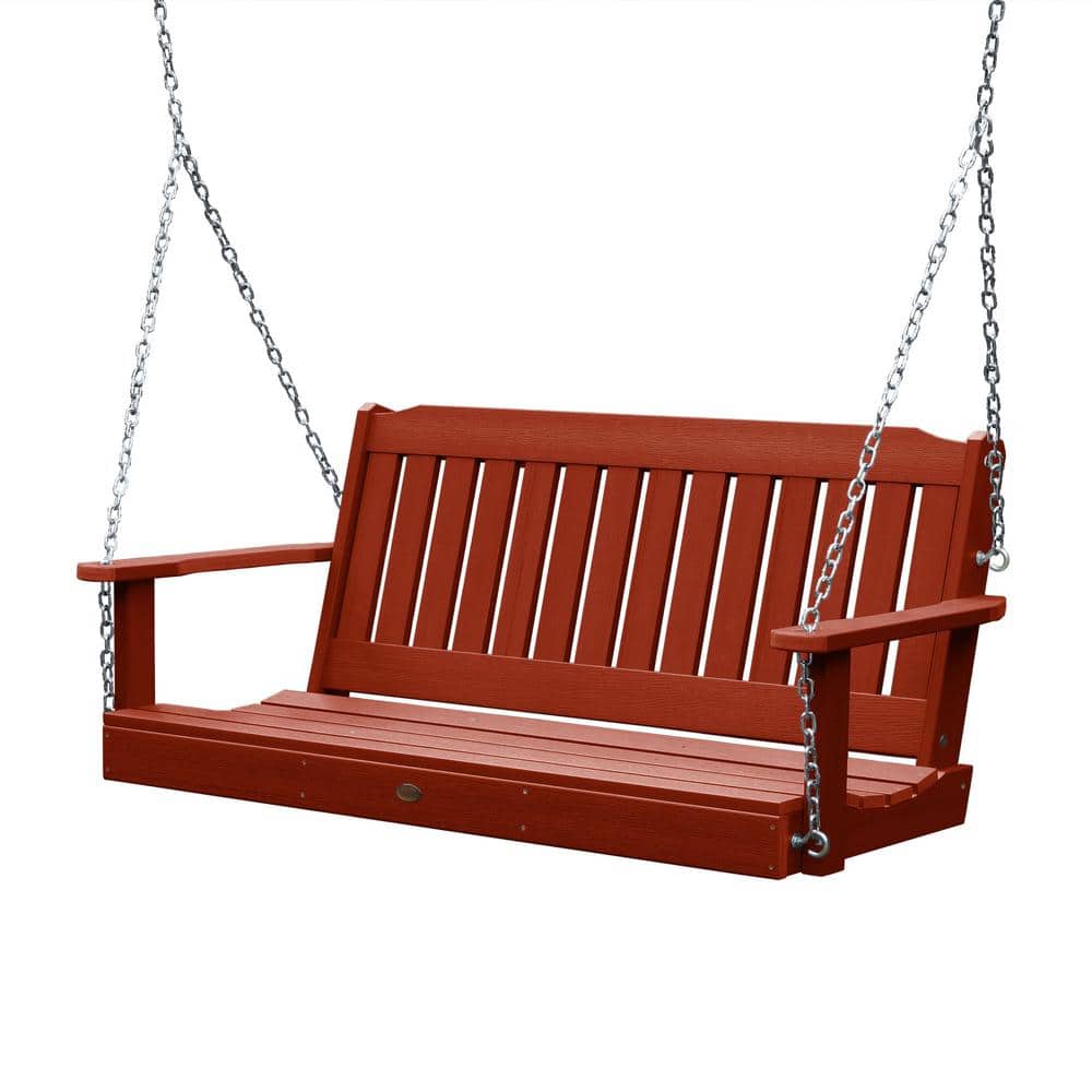 Highwood Lehigh 5 ft. 2-Person Rustic Red Recycled Plastic Porch Swing ...