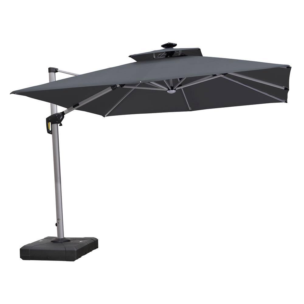 PURPLE LEAF 9 ft. Square Solar Powered LED Patio Umbrella Outdoor ...