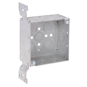 Southwire 4 in. W x 1-1/2 in. D Steel Metallic Square Box with Three 1/ ...